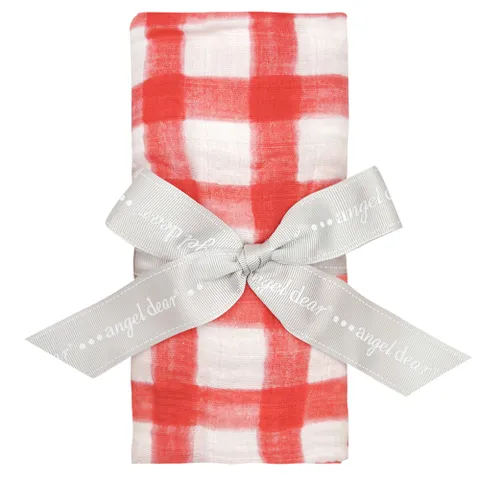 ANGEL DEAR Organic Muslin Swaddle (Painted Gingham Red)
