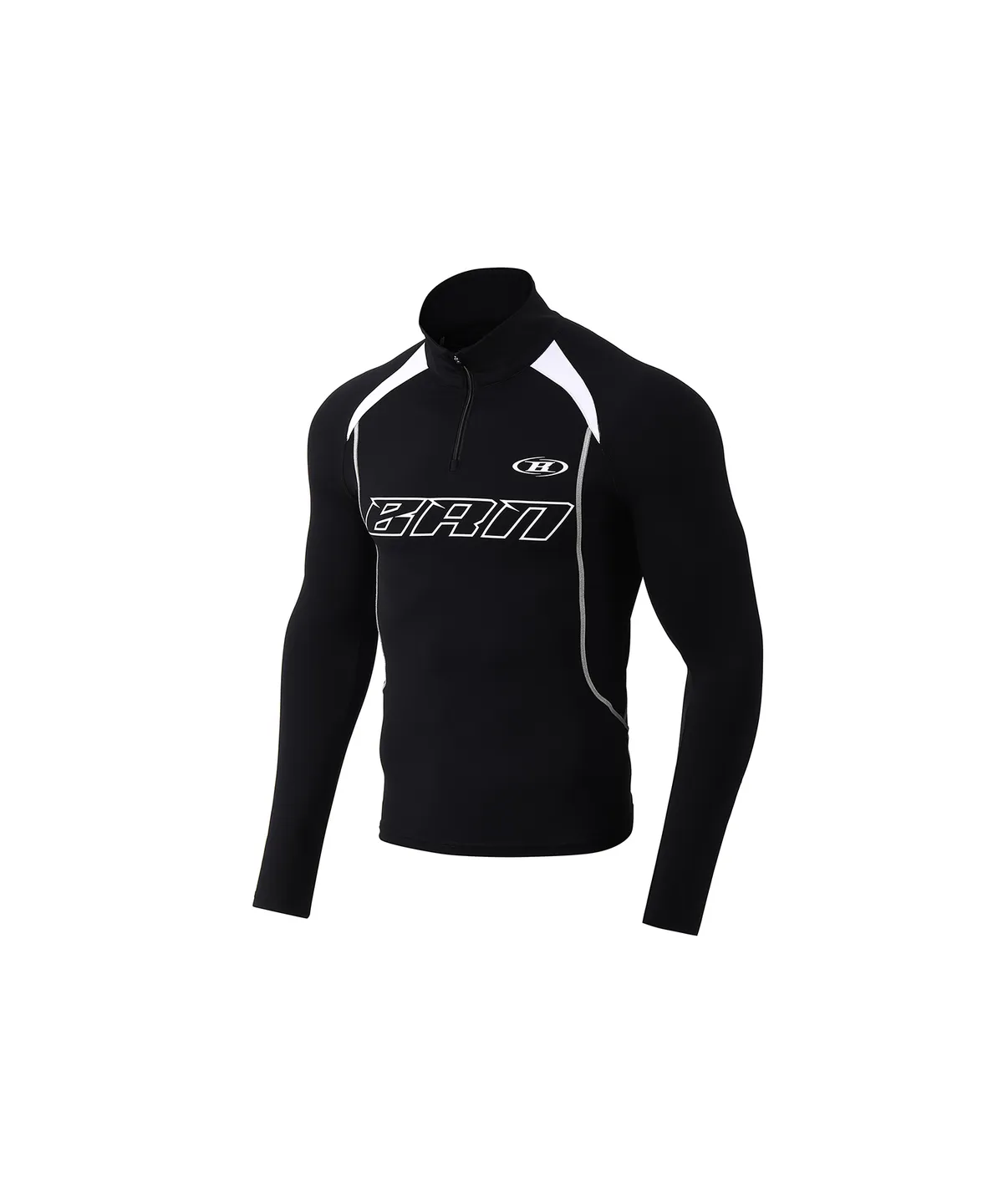 BRN SILVER LINE HALF ZIP UP LONG SLEEVE [BLACK]