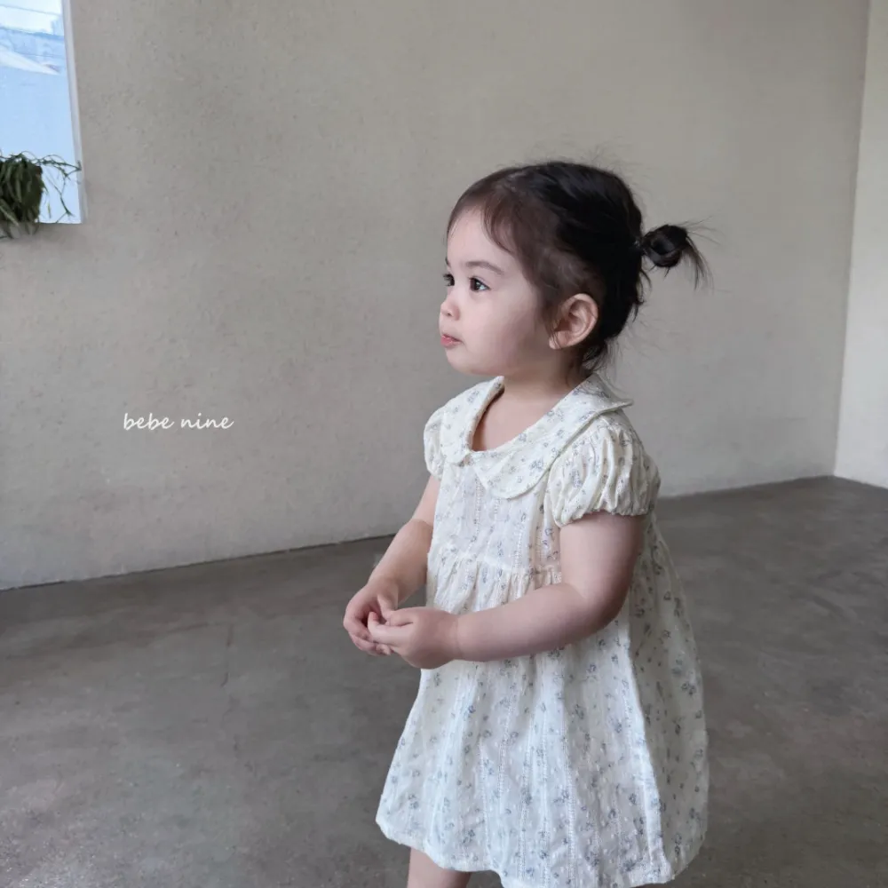 bebe nine 小花圓領澎袖洋裝