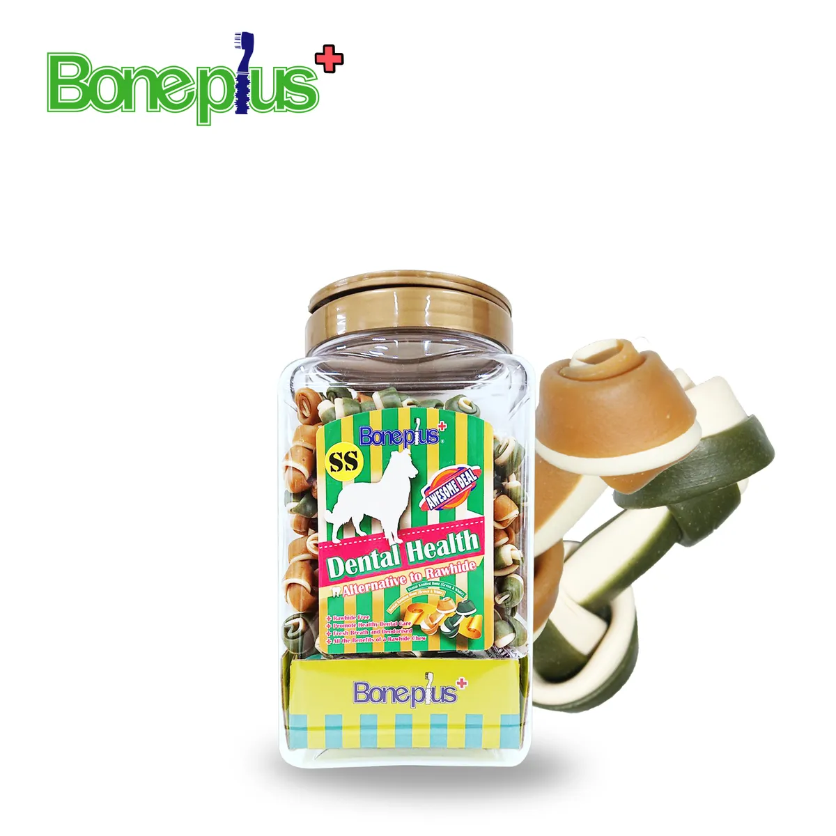 Bone Plus 綜合雙色潔牙骨結桶裝｜1100g