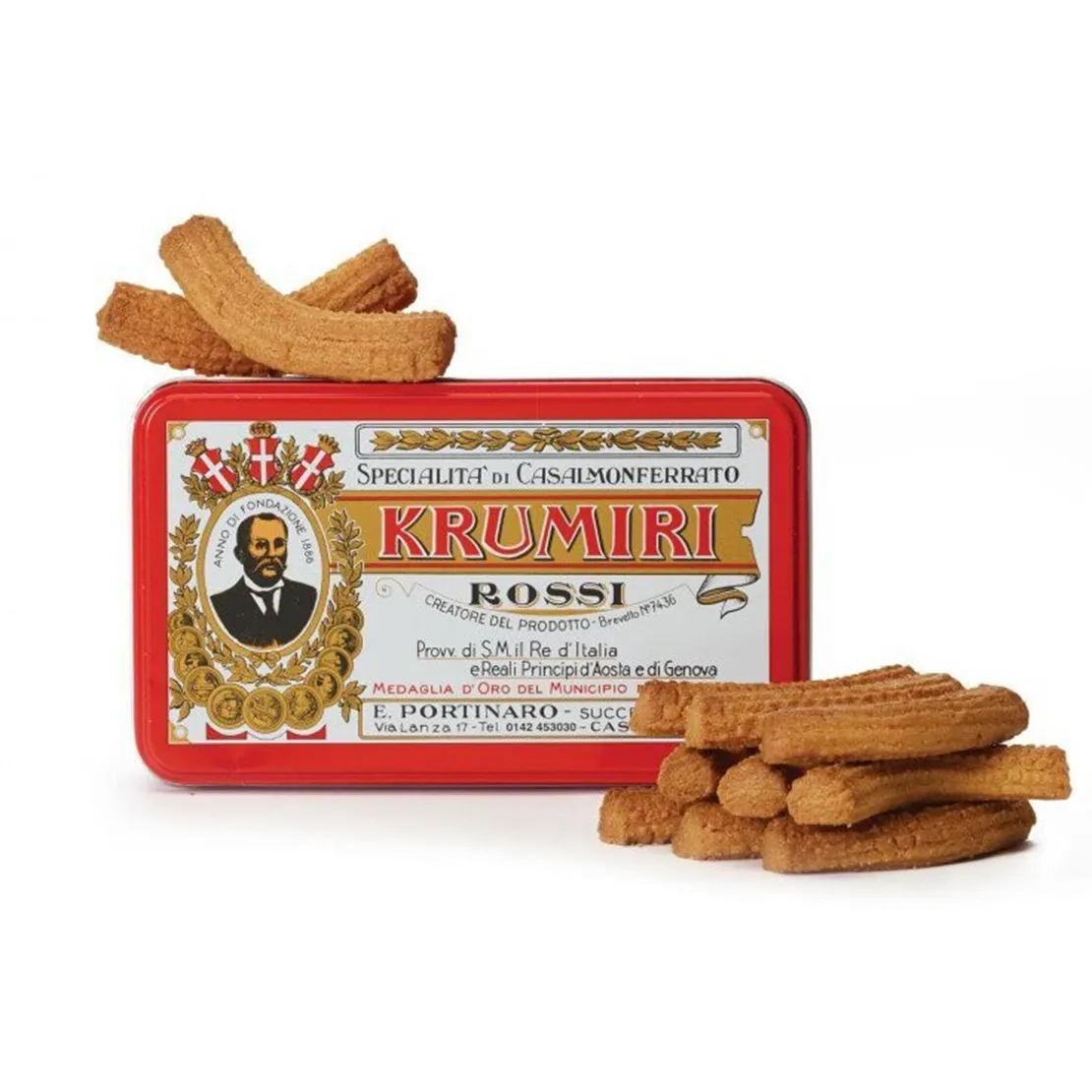 KRUMIRI ROSSI 國王鬍子餅乾 400g 扁鐵盒