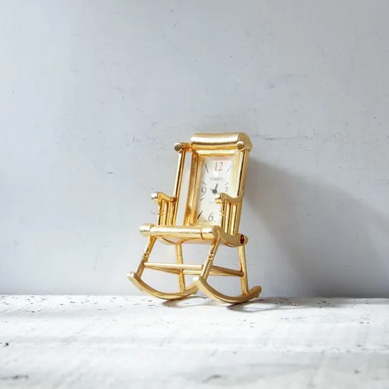 TIMEX 桌上迷你鐘 椅子造型 Miniature Gold-Tone Chair Clock