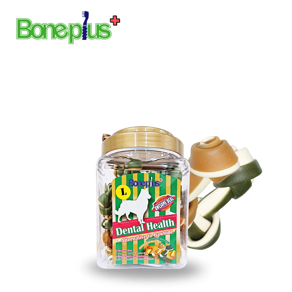 Bone Plus 綜合雙色潔牙骨結小桶｜700g