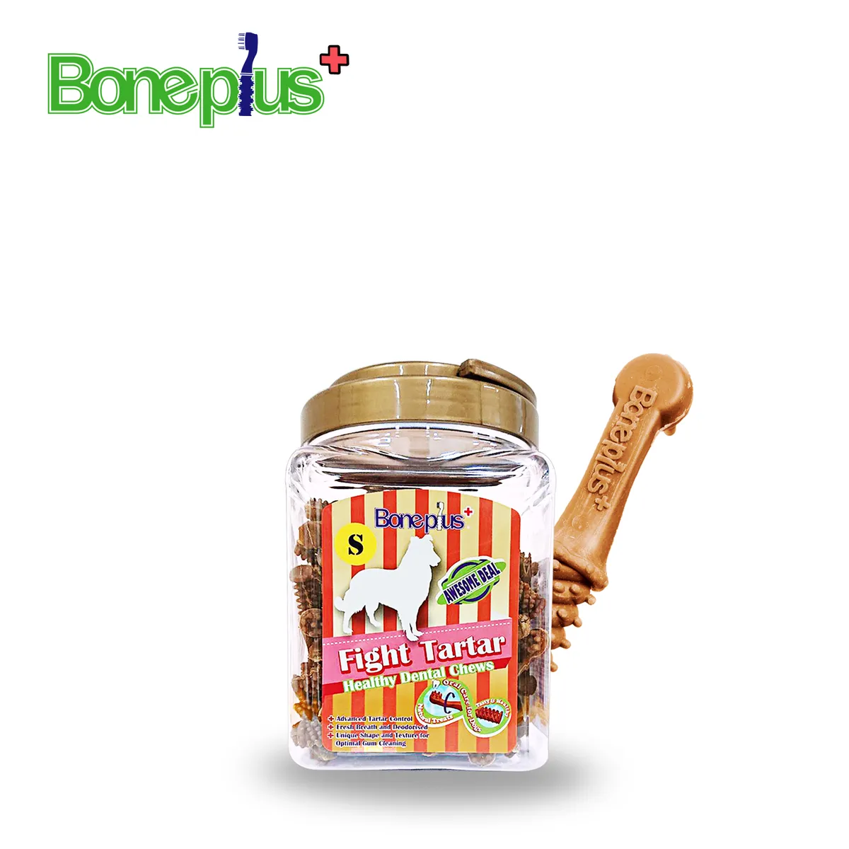 Bone Plus 起司動能雙頭潔牙骨小桶裝｜700g